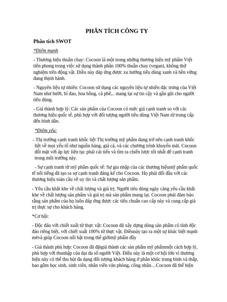 Phân Tích Công Ty | PDF