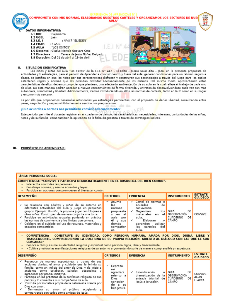 Me Comprometo Con Mis Normas y Organizamos Los Sectores de Nuestra Aula ...