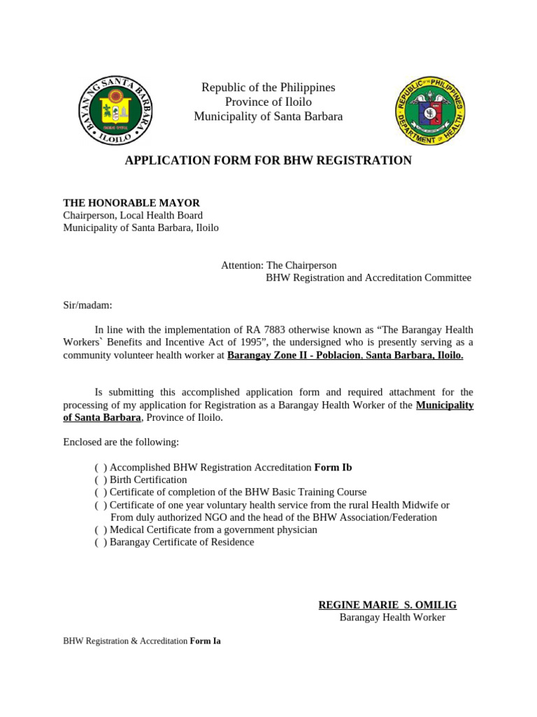 BHW Registration Form 2025 | PDF | Public Services | Social Programs