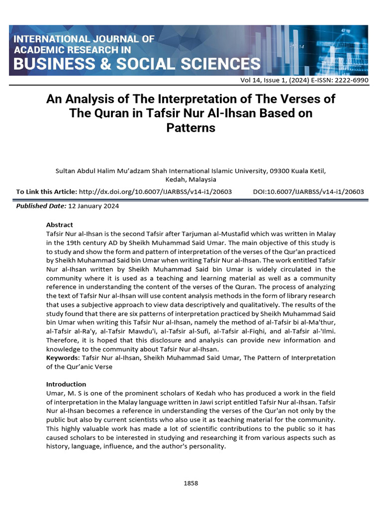 An Analysis of The Interpretation of The Verses of The Quran in Tafsir ...