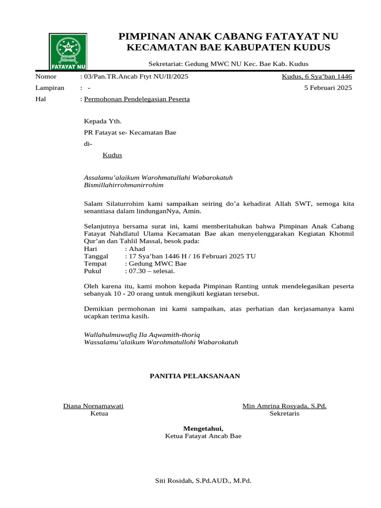 Ruwahan Ancab - Undangan Delegasi Ranting | PDF