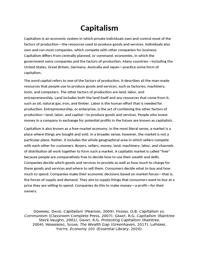 Yr 11 ATAR (2) - Capitalism Ideas Expert Groups | PDF | Capitalism ...