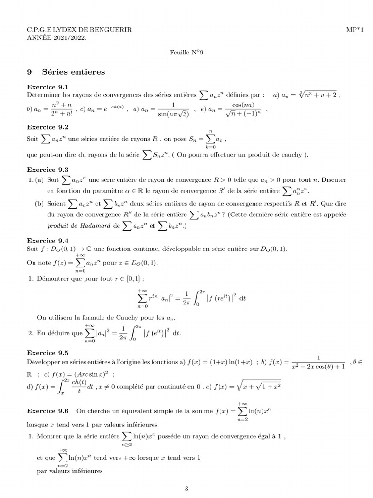 Séries Entières | PDF