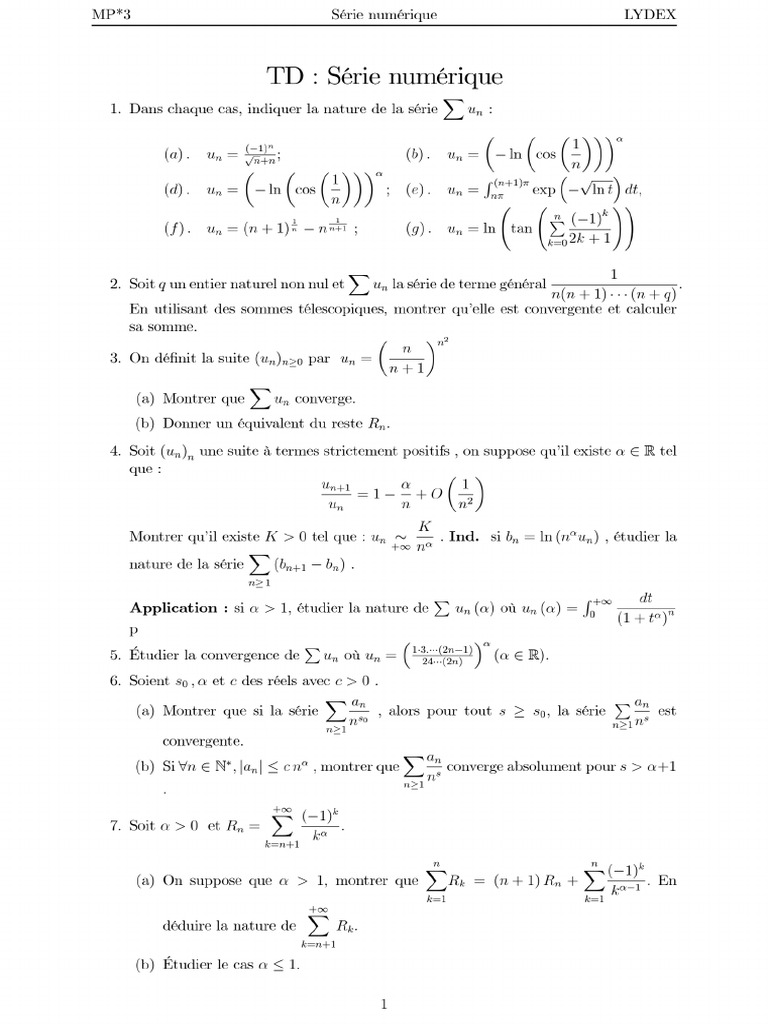 TD Série Num MP Etoile3 | PDF