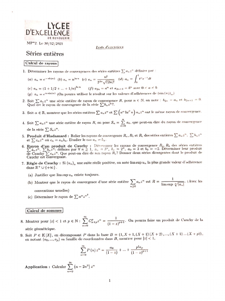 TD Series Entières | PDF