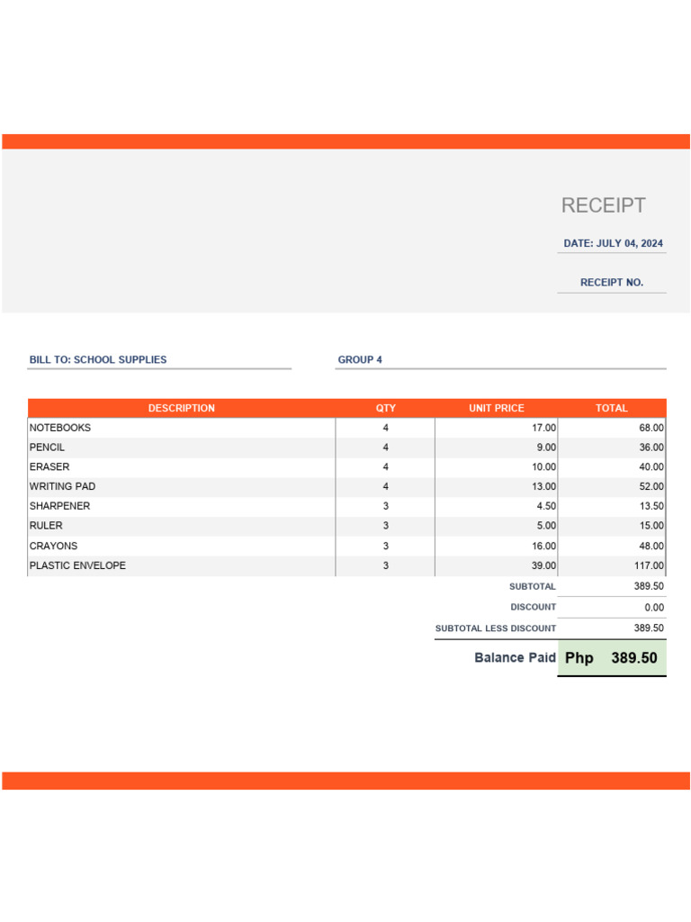 (Group 4) Receipt - School Supplies | PDF