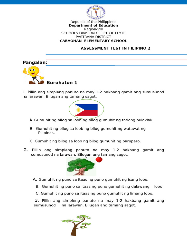 Assessment 2 Grade 2 Filipino | PDF