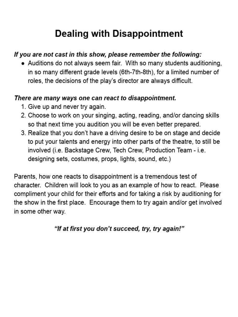 Dealing With Disappointment | PDF