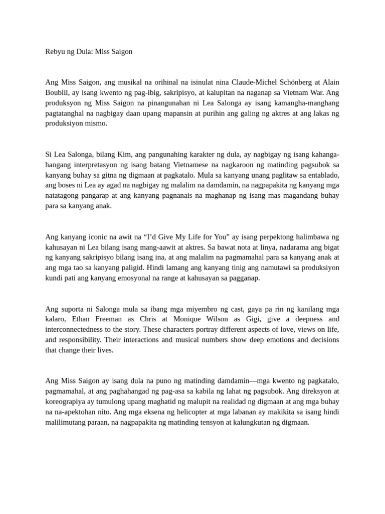 Rebyu NG Dula | PDF
