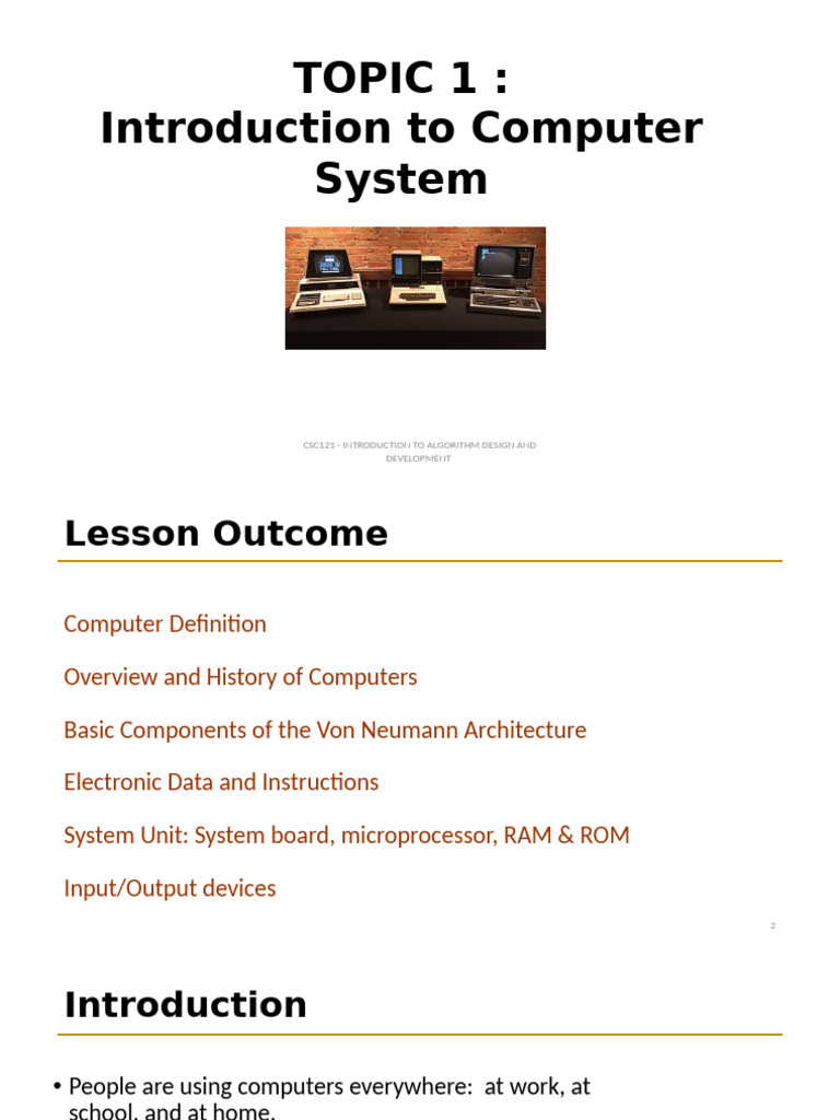 Csc121 - Topic 1 Introduction to Computer Systems | PDF | Random Access Memory | Central ...