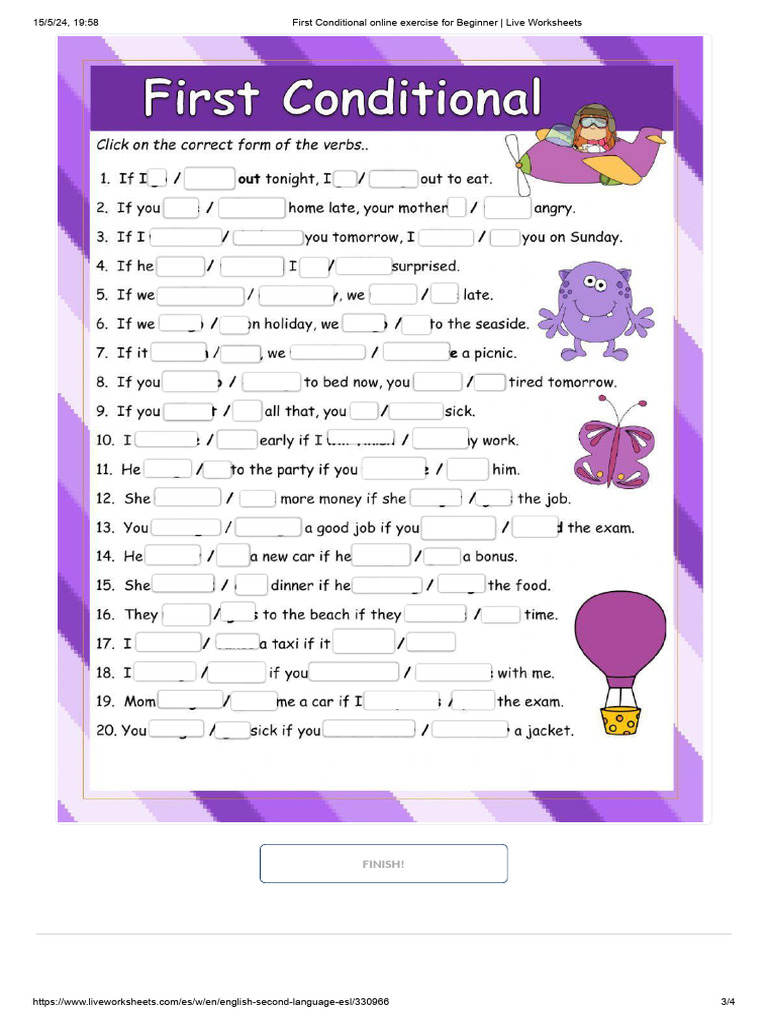 First Conditional Online Exercise For Beginner - Live Worksheets | PDF
