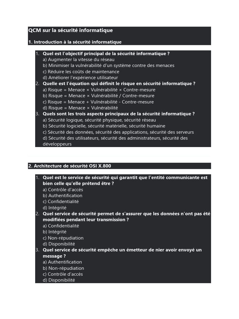 QCM sur la sécurité informatique | PDF | Logiciel malveillant | Cryptage