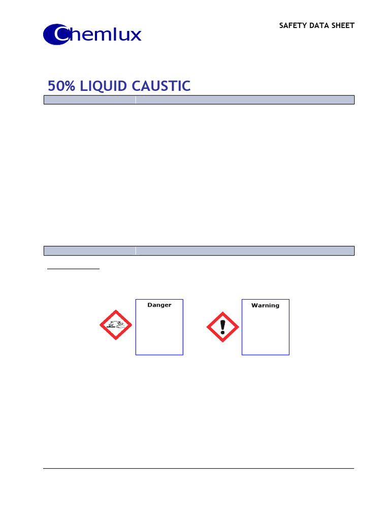 50% Liquid Caustic | PDF | Toxicity | Personal Protective Equipment
