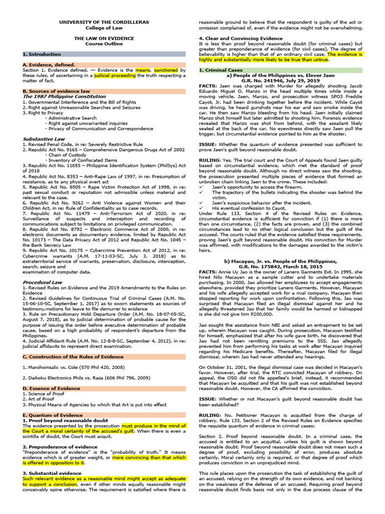 Evidence - Reviewer | PDF | Burden Of Proof (Law) | Evidence (Law)