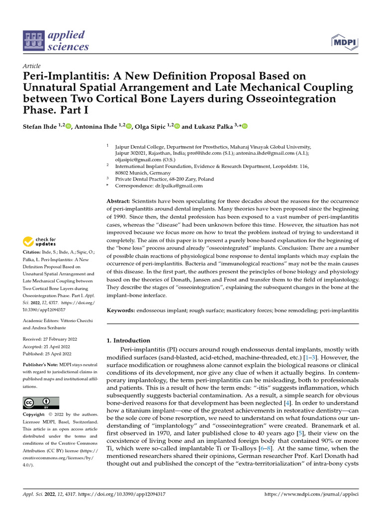 PI1_applsci-12-04317_PI-Part1 | PDF | Dental Implant | Implant (Medicine)