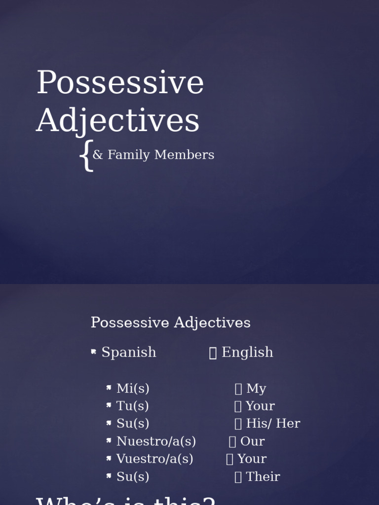 Possessive Adjectives: & Family Members | PDF