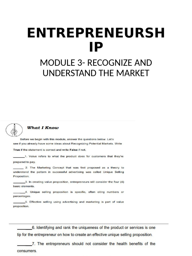 Entrep. Module 3 | PDF