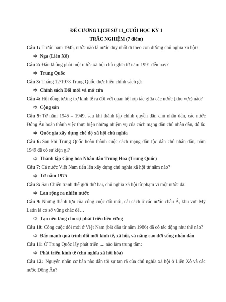 (KEY by V-JIM - SỬ) ĐỀ CƯƠNG CUỐI HK1 K11 | PDF