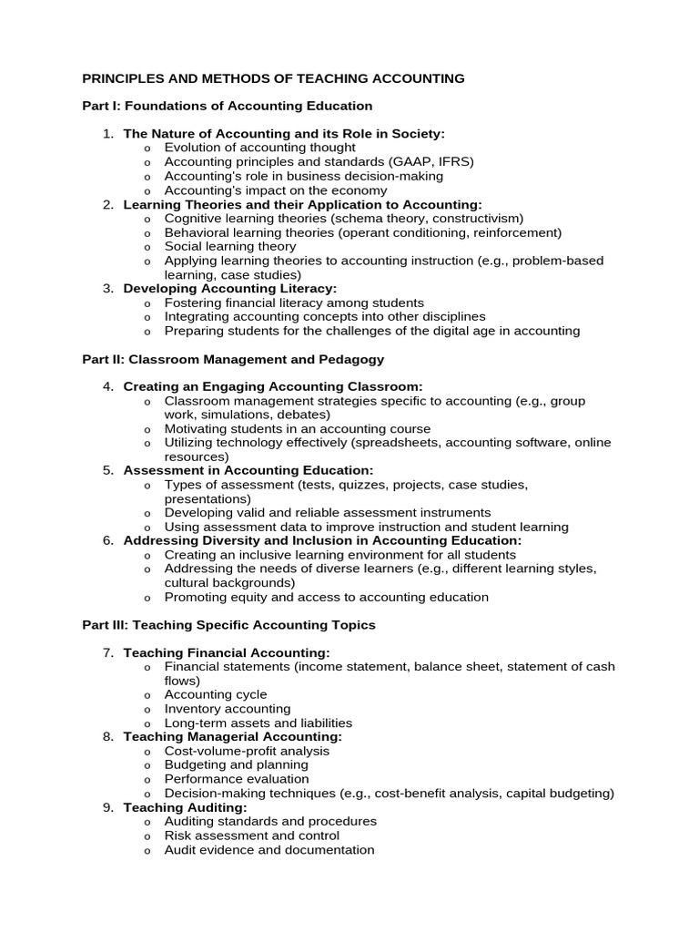Teaching Accounting: Principles & Methods | PDF | Accounting | Learning ...