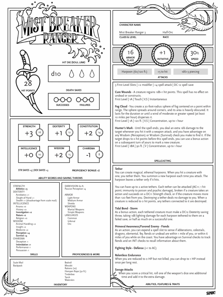 Deep Grotto Character Sheets Final | PDF
