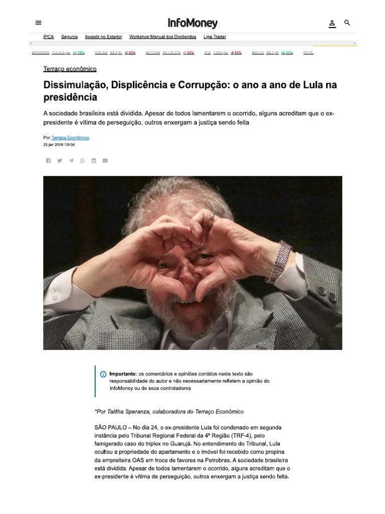 Dissimulação Displicencia e Corrupção Ano A No de Lula Na Preidencia | PDF