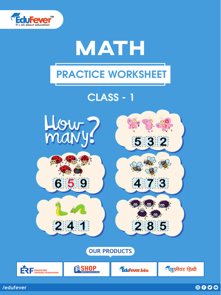 Class 1 Maths Practice Worksheet 5 | PDF