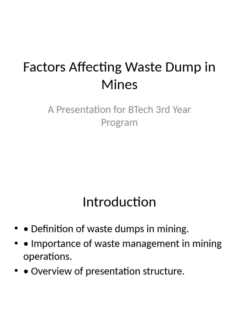 Waste Dump Factors Mines | PDF