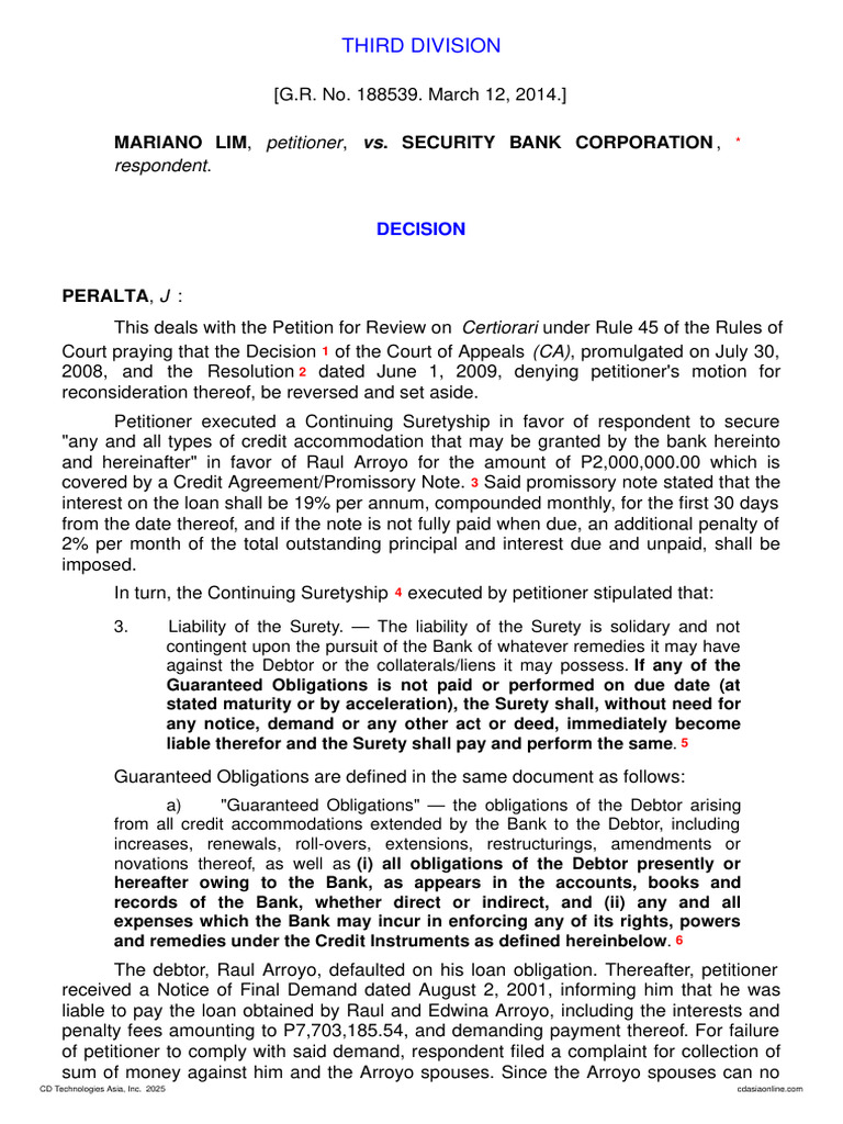Case 38 - Lim v. Security Bank Corp. | PDF | Surety | Lawsuit