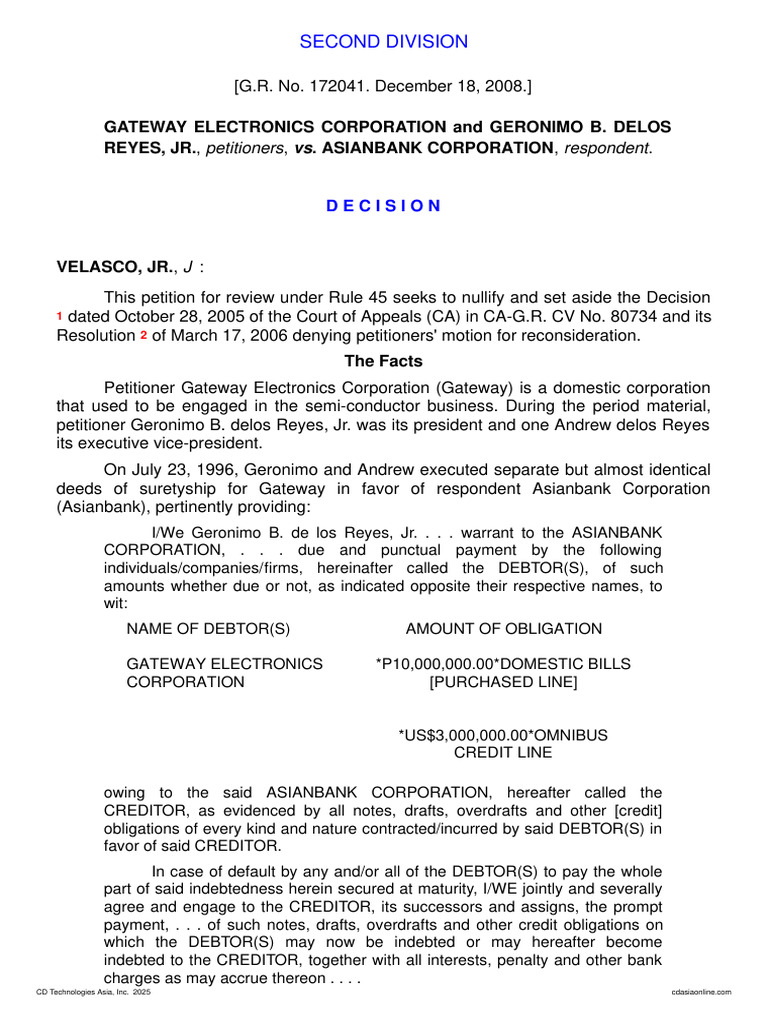 Case 39 - Gateway Electronics Corp. v. Asianbank Corp. | PDF ...