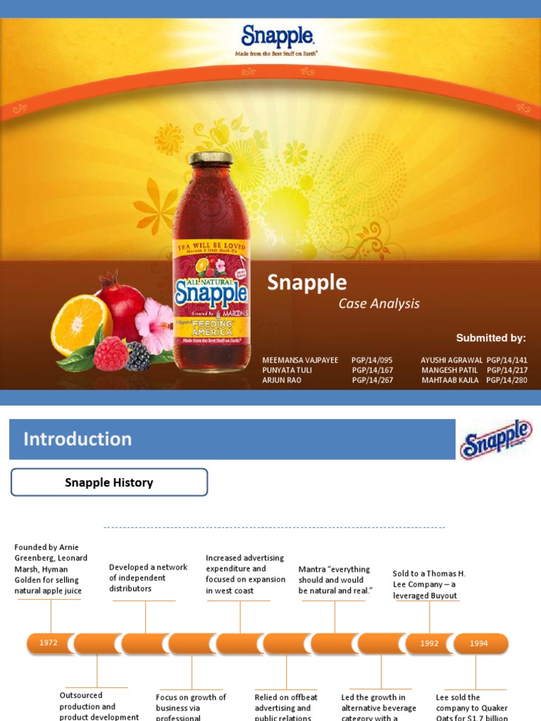 Snapple Brand Management Case Study | PDF | Brand | Business