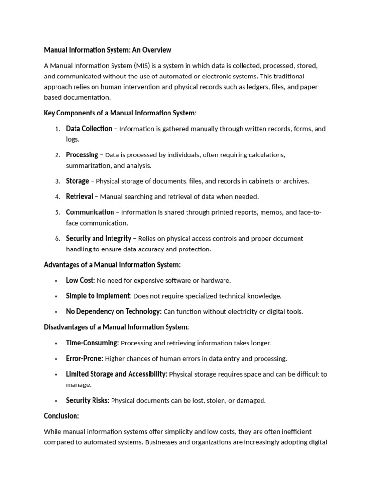 Manual Information System Overview | PDF