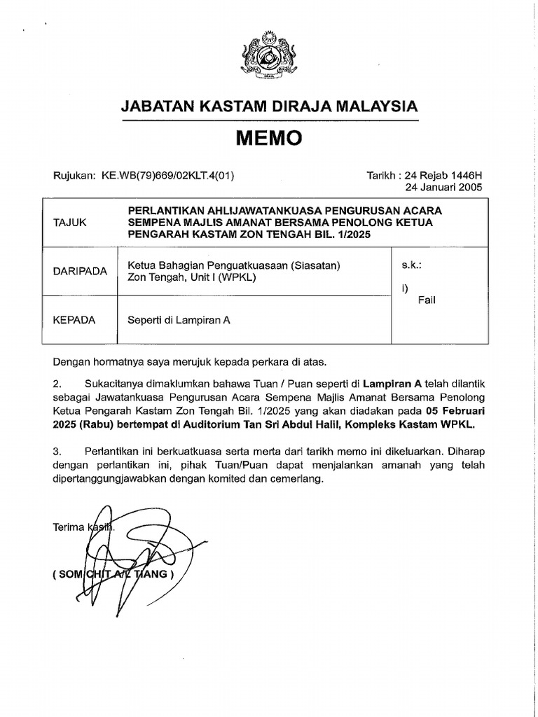 Memo Perlantikan Ajk Kecil Pengurusan Acara | PDF