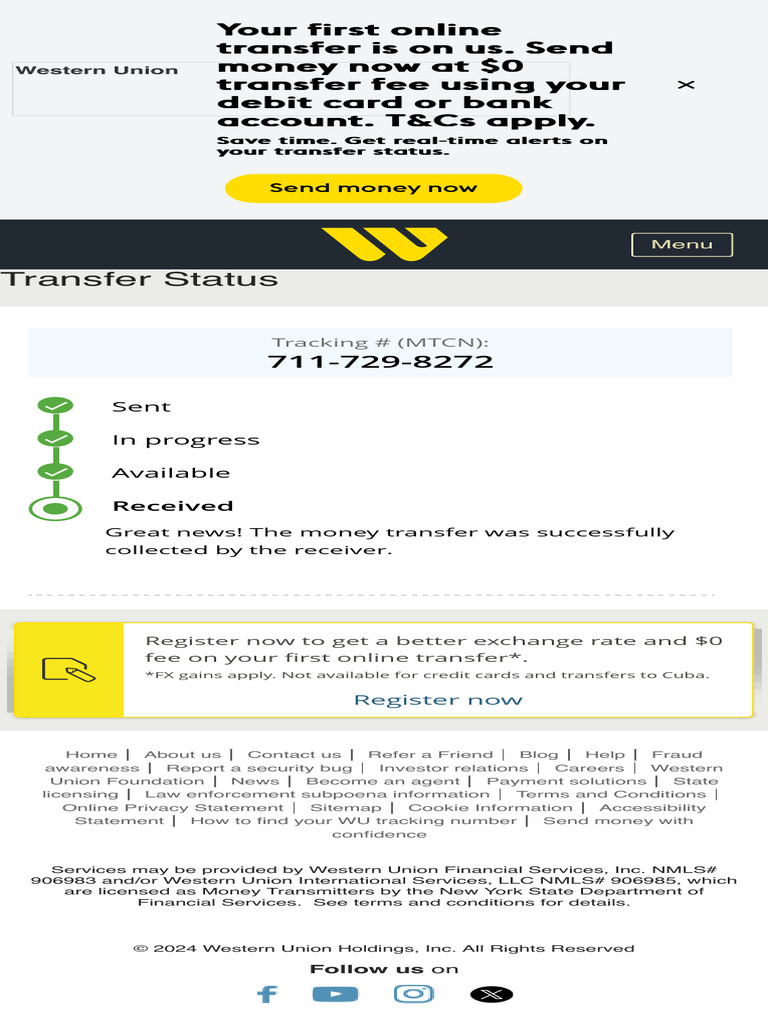 $0 Fee First Online Money Transfer | PDF