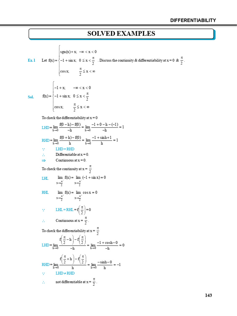 10 Differentiability (Exercise) | PDF | Function (Mathematics) | Mathematical Relations