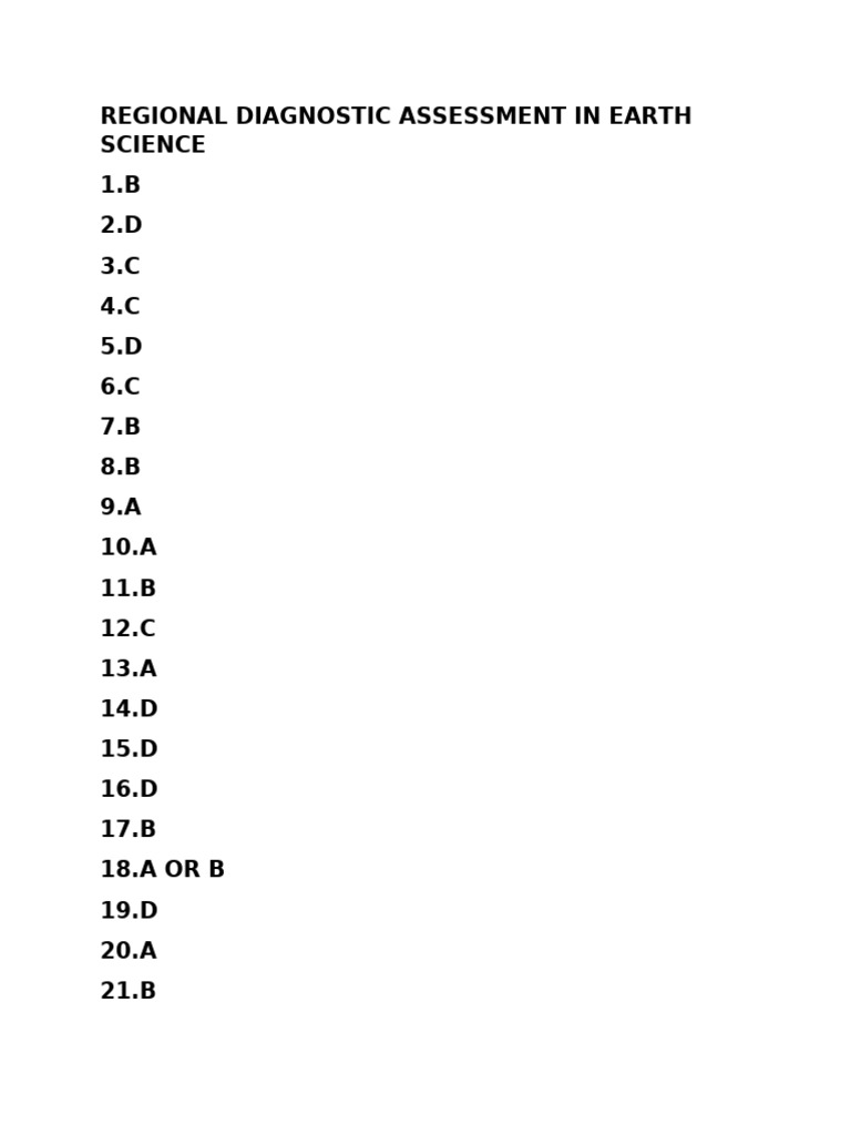 Earth Science Assessment Answer Key | PDF
