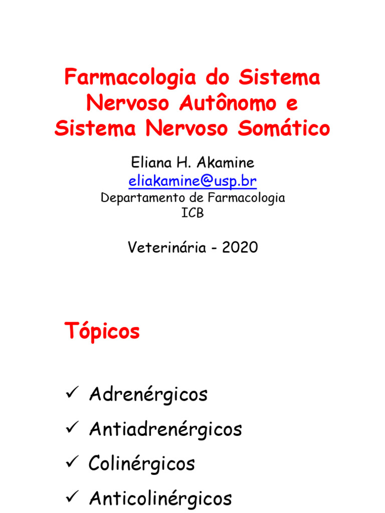 Farmacologia Veterinária: SNA e SNS | PDF | Norepinefrina | Neuroquímica