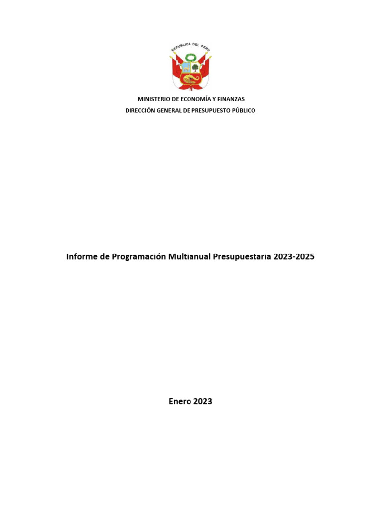 Informe Programacion Multianual 2023 2025 | PDF | Presupuesto | Presupuesto del gobierno