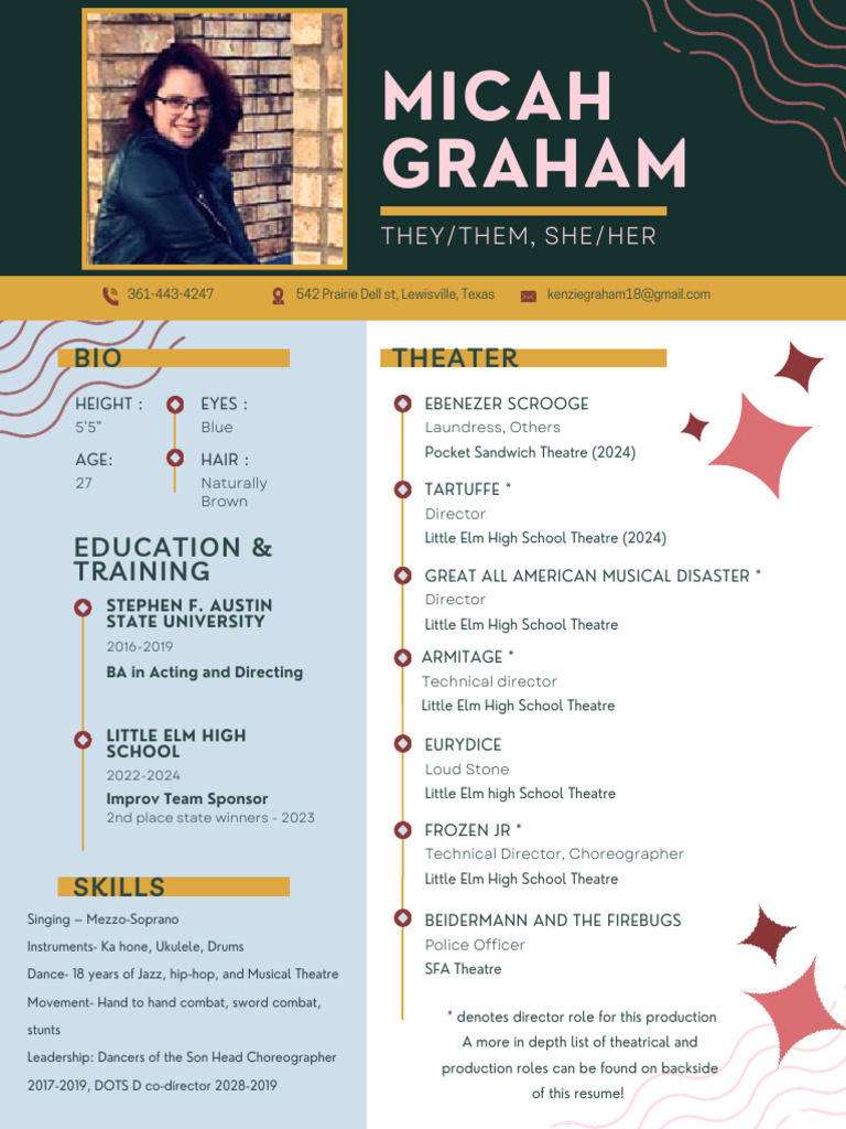 Micah Graham Theatrical Resume | PDF | Performing Arts