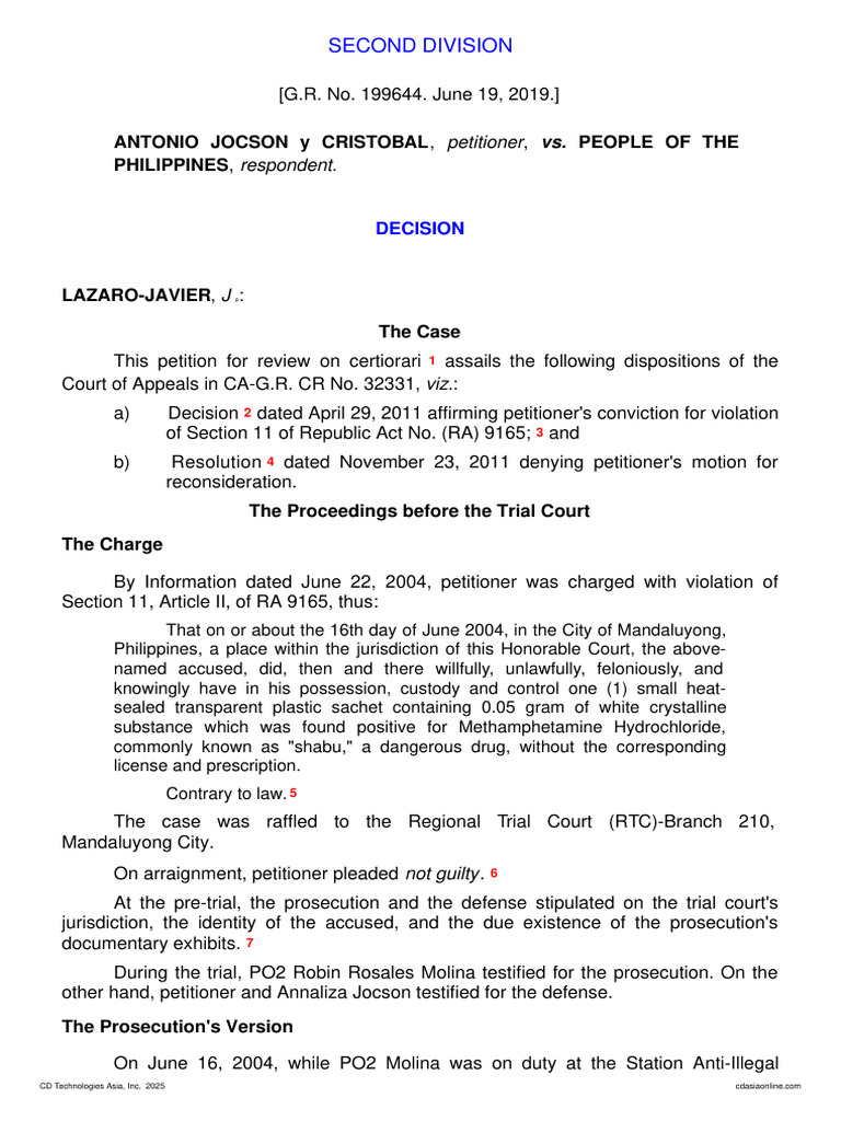Jocson y Cristobal v. People | PDF | Arrest | Acquittal
