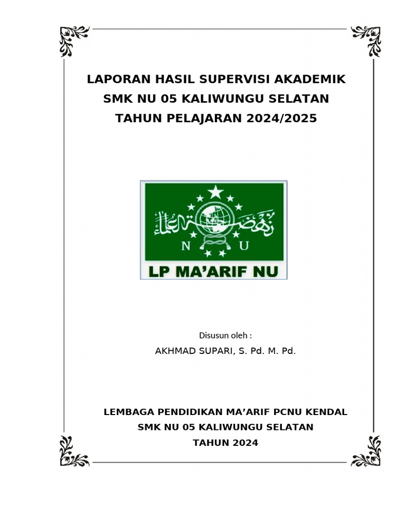 Laporan Supervisi Akademik SMK NU5ela 2024 | PDF