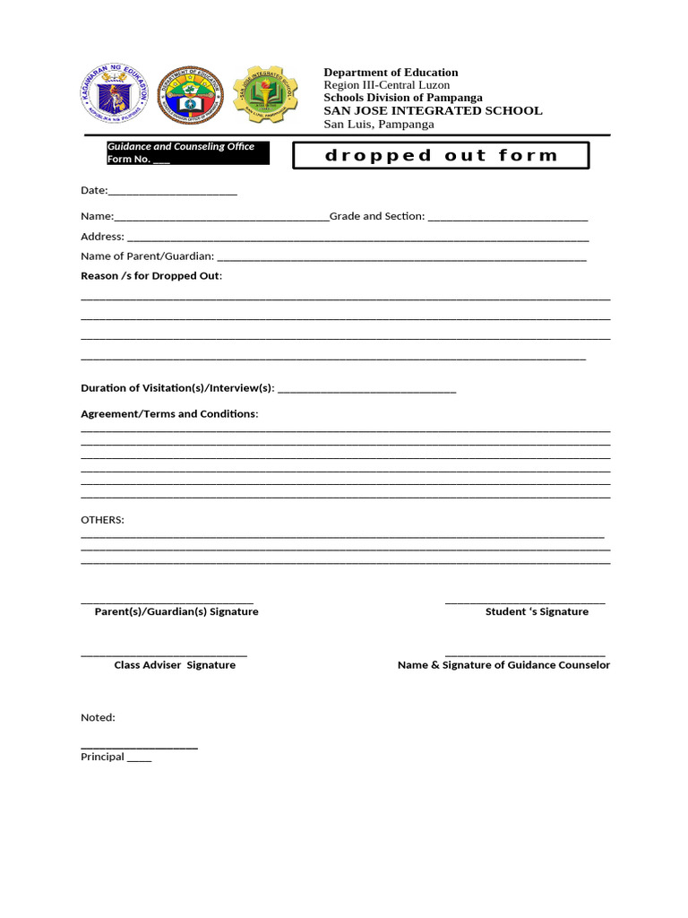 6.1-DROPPED-OUT-FORM | PDF | Counseling | Personal Development