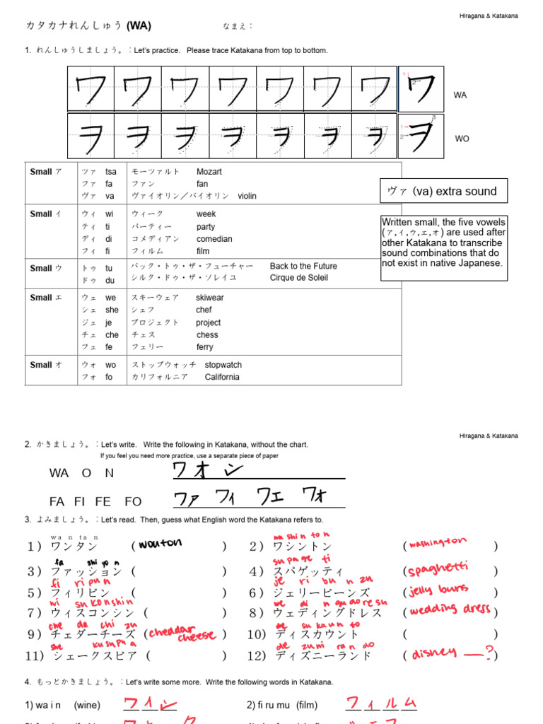 KatakanaWA Small Vowels | PDF