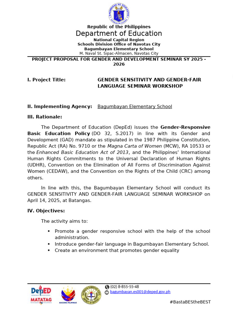 GAD Project Proposal 2025 - DRAFT | PDF | Human Rights | Social Ethics