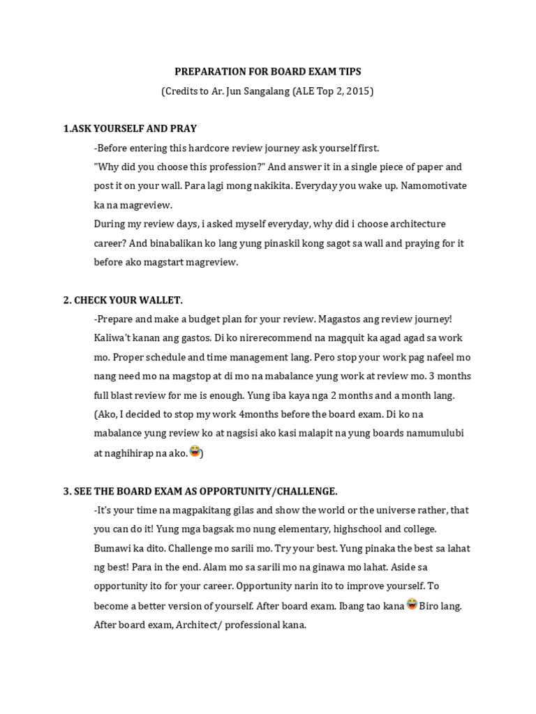 Board Exam Preparation Tips for Architects | PDF | Evaluation Methods ...