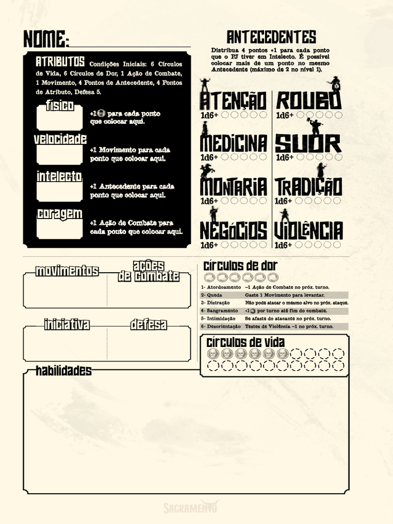 Ficha Editável Sacramento RPG | PDF