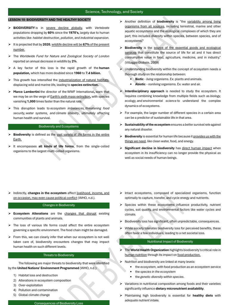 STS (Lesson 10) | PDF | Ecosystem | Biodiversity
