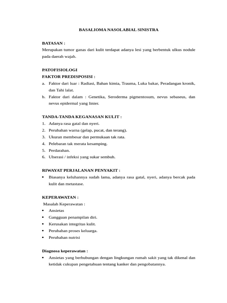 Basalioma Nasolabial: Gejala dan Perawatan | PDF