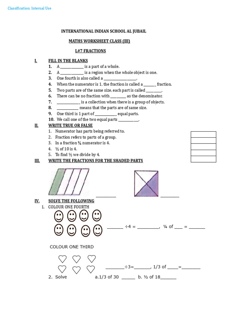 Fraction Work Sheet | PDF | Mathematical Objects | Lexicology