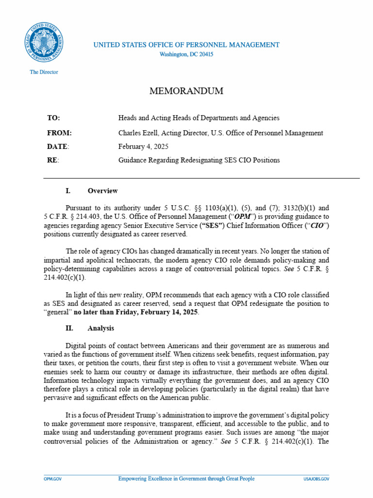 Redesignating SES CIO Roles | PDF