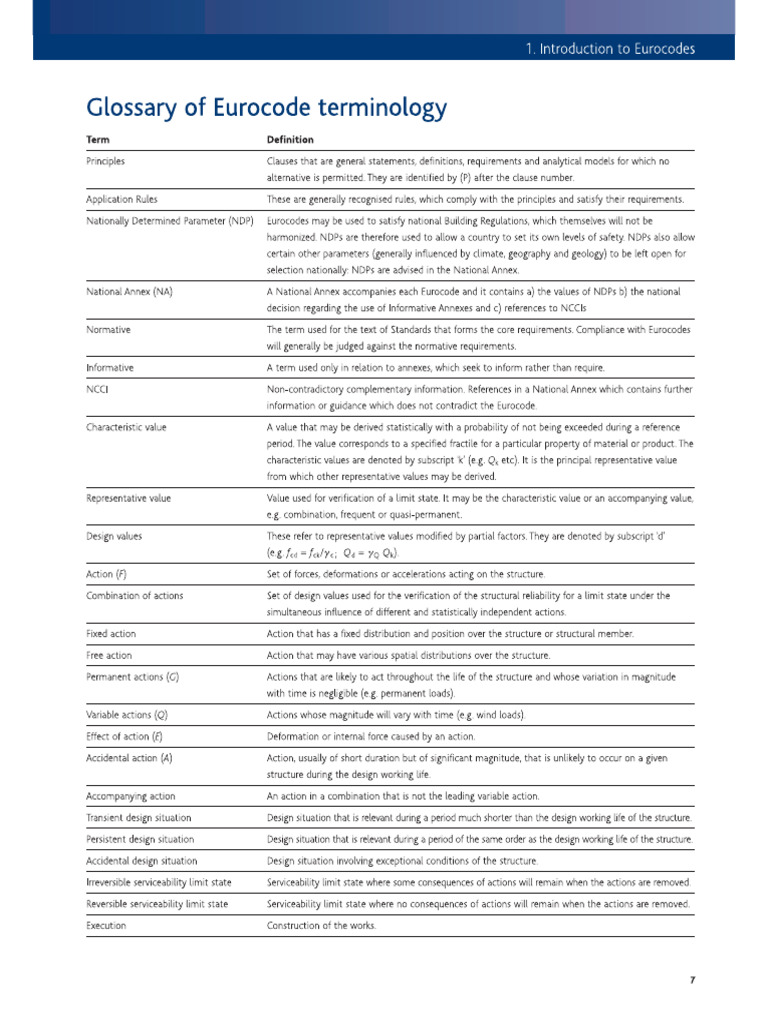 Glossary of Eurocode terminology | PDF